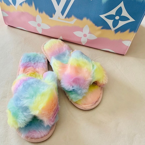 Shoes | A Cross Between Colorscriss Cross Fur Slippers | Poshmark